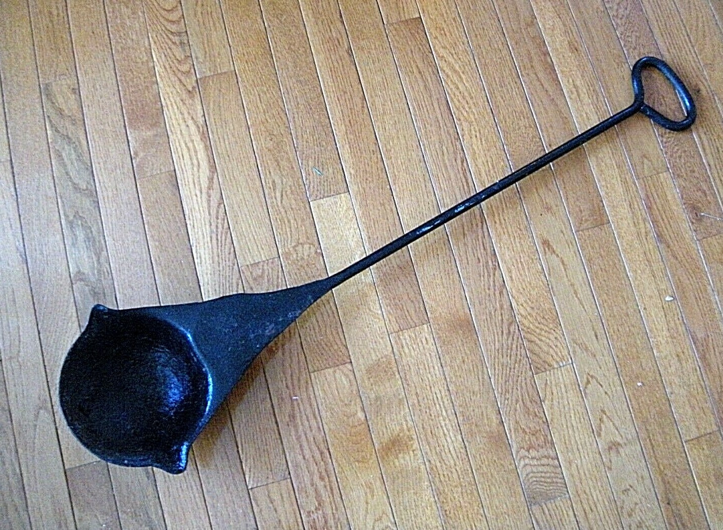 Primitive Antique 38" Wrought Cast Iron Ladle Smelting Pot Mining ...