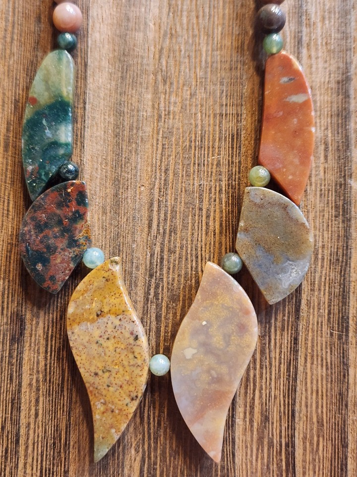Stunning Artisan Crafted Mixed Shape And Color Stone Necklace | eBay