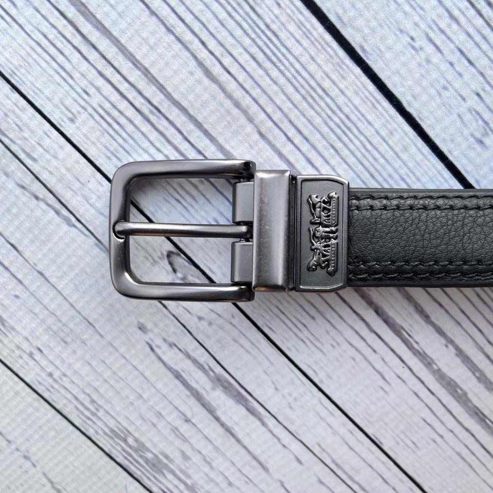 Levis Logo Gun Metal Buckle Mens Belt LG 30/32 Preppy Workwear Casual ...