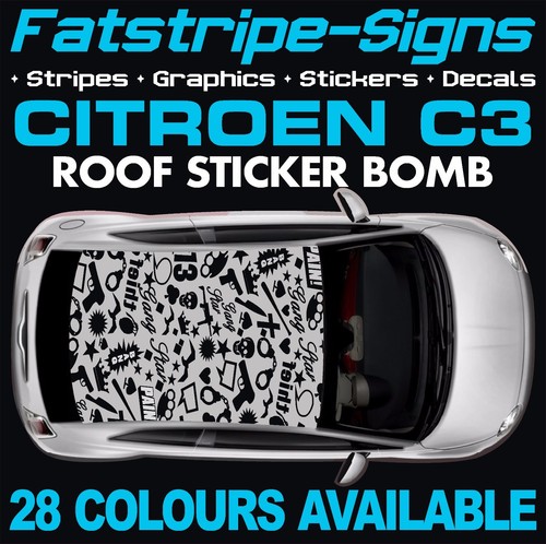 to fit CITROEN C3 GRAPHICS STICKER BOMB ROOF DECALS STICKERS STRIPES 1. ...