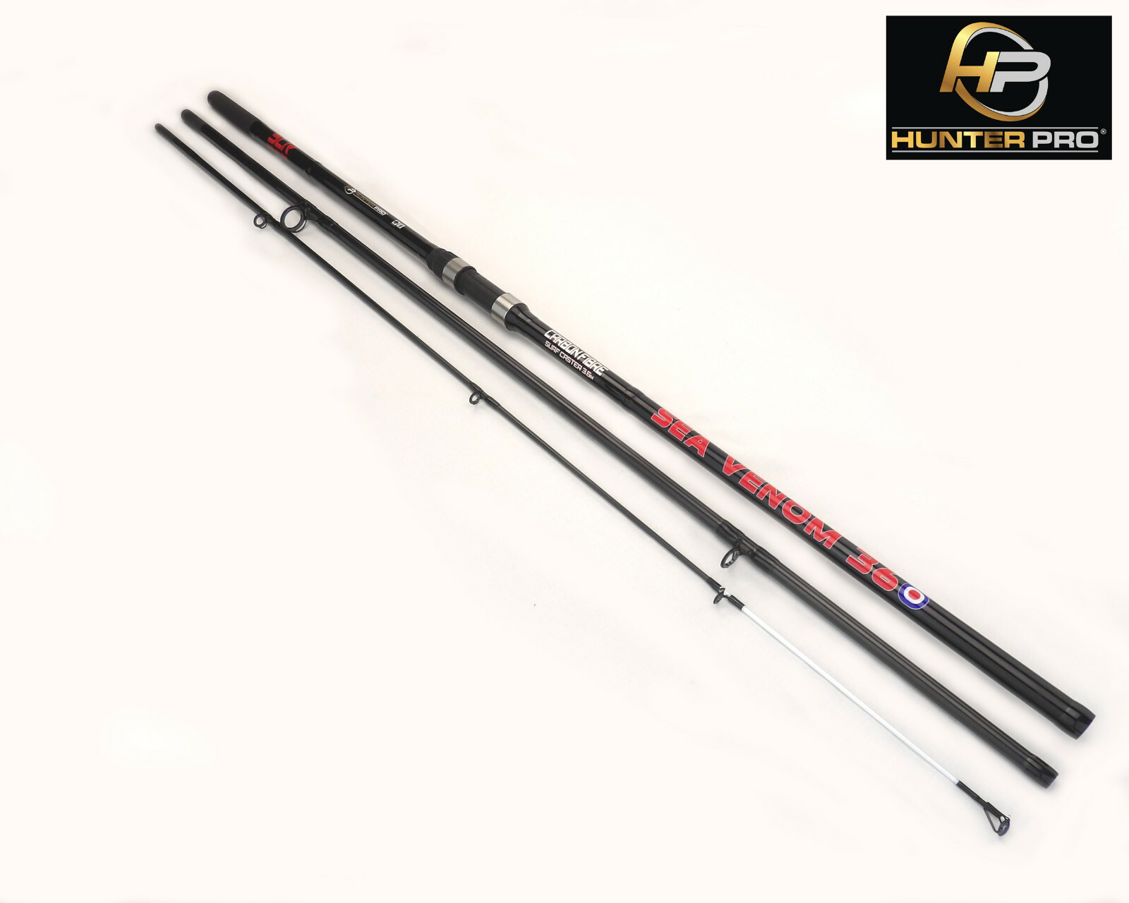 2 X Hunter Pro 12ft Carbon Beach Caster Rod Surf Casting Sea Fishing ...