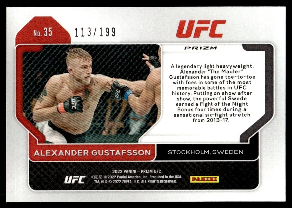 2022 Panini Prizm UFC Blue Alexander Gustafsson /199 #35 | eBay