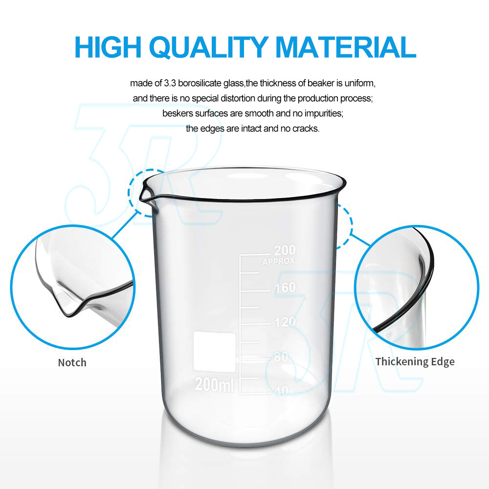 7Pcs/Set Graduated Low Form Measuring Beakers Volumetric Measuring Lab ...