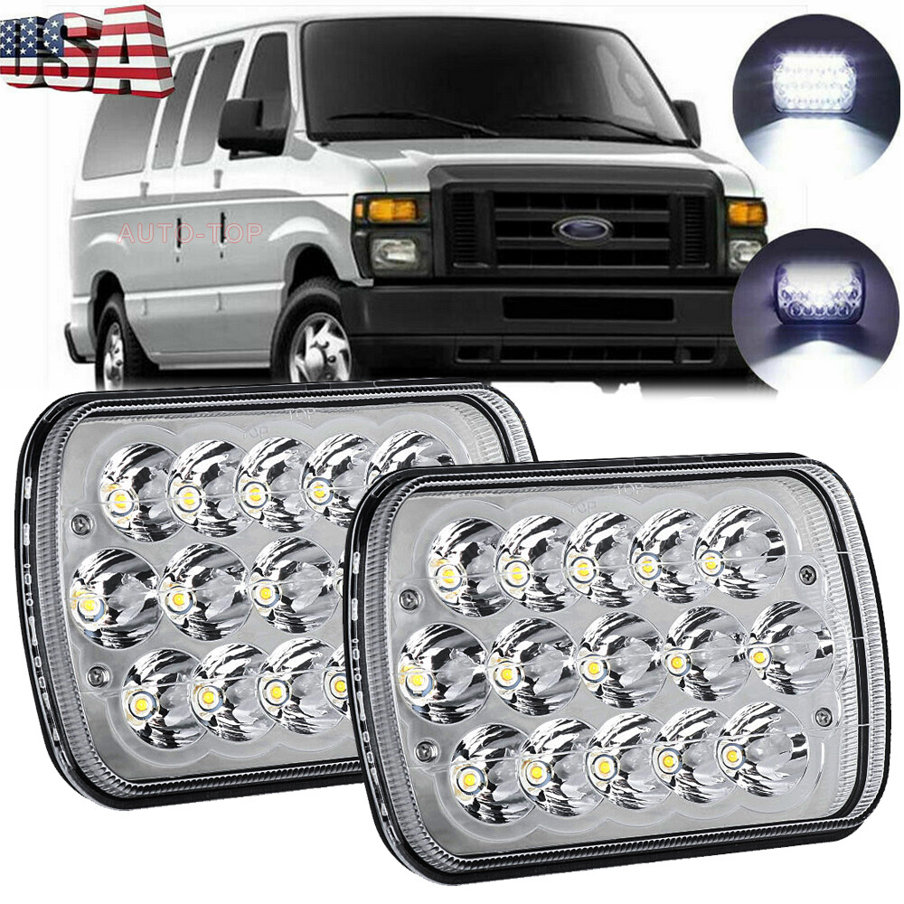 Pair 5x7'' 7x6'' Sealed LED Headlight for Ford E-100 E-150 E-250 E-350 ...