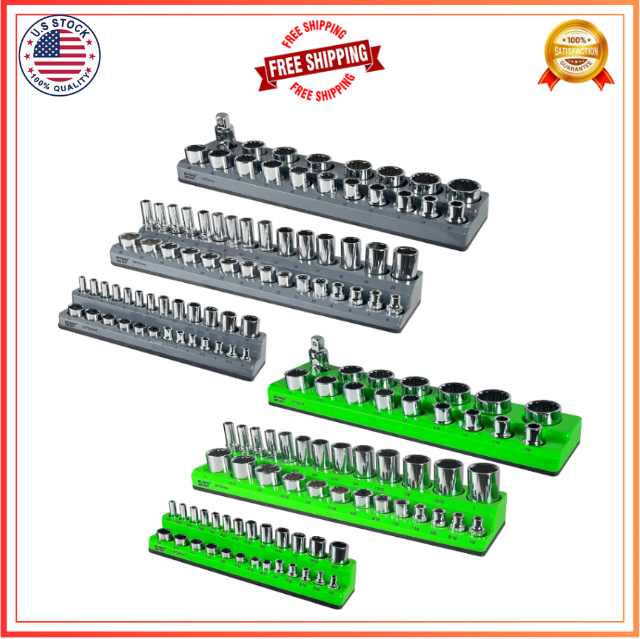 Magnetic Socket Organizer Set 6 PC Tool Holder Durable Box Drawer ...