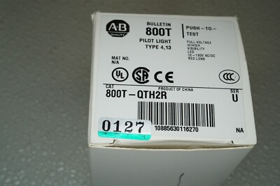 Allen Bradley 800T-QTH2R SER. U Red Push Button Switch W 800TC-N374 New ...