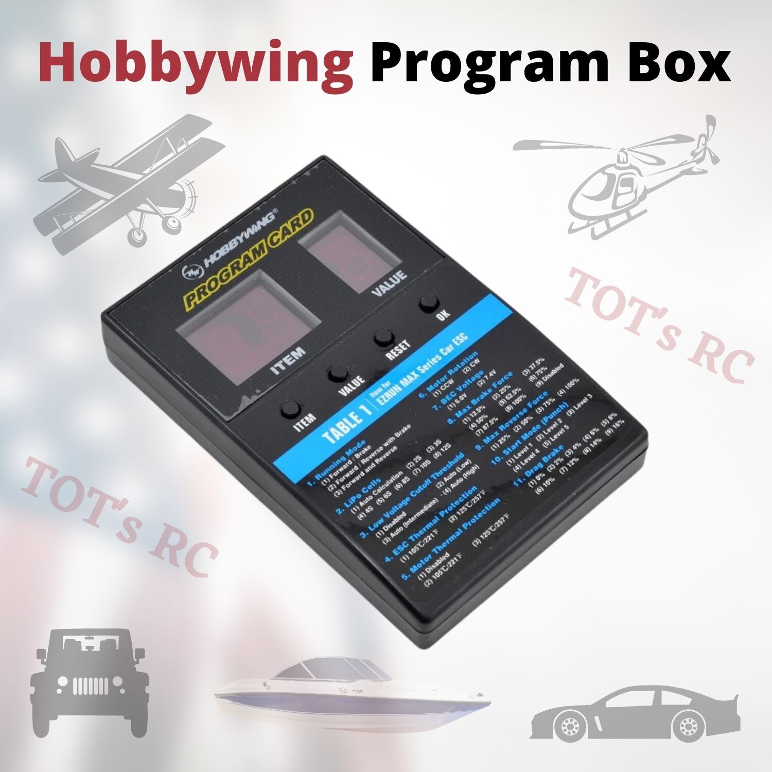 Hobbywing LED Program Box For Car and Skywalker V2 Brushless ESC ...
