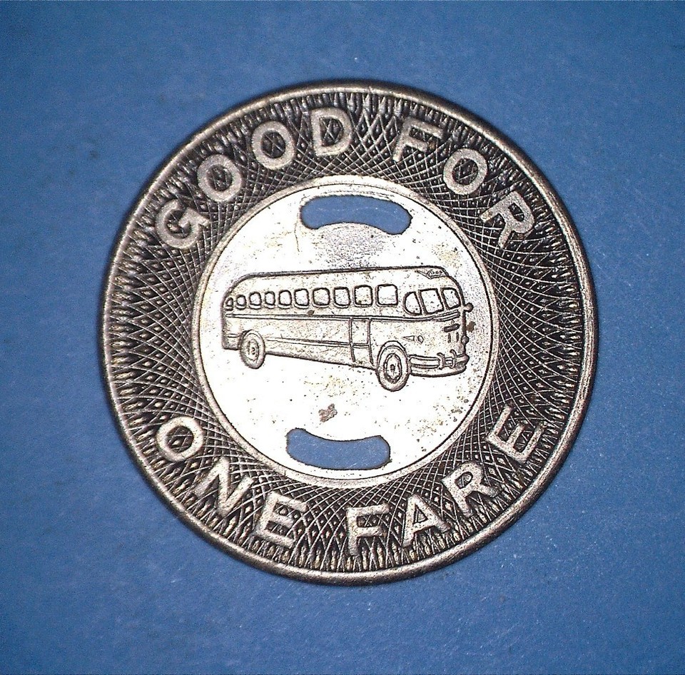 23 mm SIZE SALISBURY's BUS LINE - TRANSIT TOKEN - G. F. ONE FARE ...