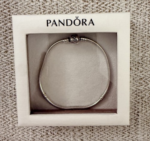 Pandora Classic Sterling Silver Clasp Charm Bracelet , Authentic 7.9 ...