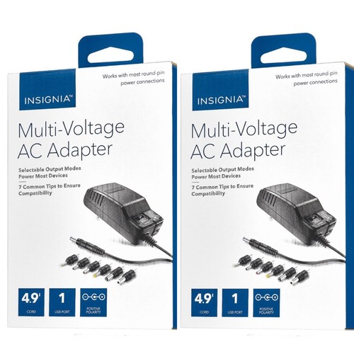 X2 Insignia 15.6 W 4.9 ft Universal AC Adapter For DC 3V/4.5V/6V/7.5V ...