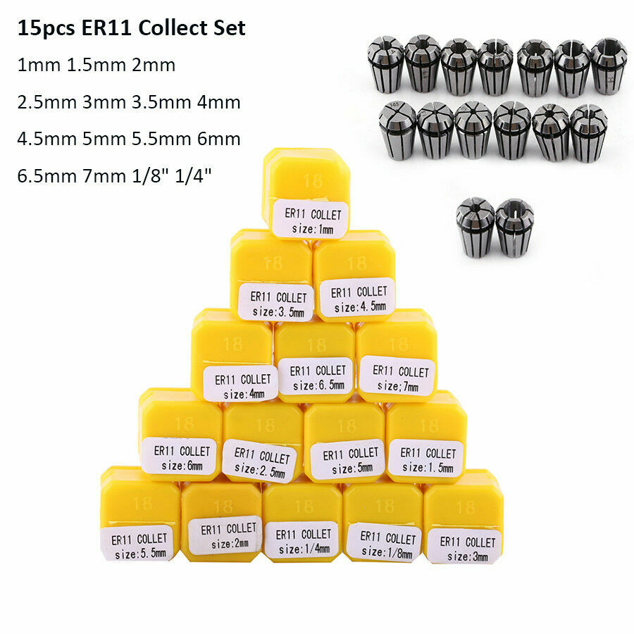 65Mn Steel Collet For Lathe ER11 Spring Collet Nut Set – 2-Piece 1/4 ...
