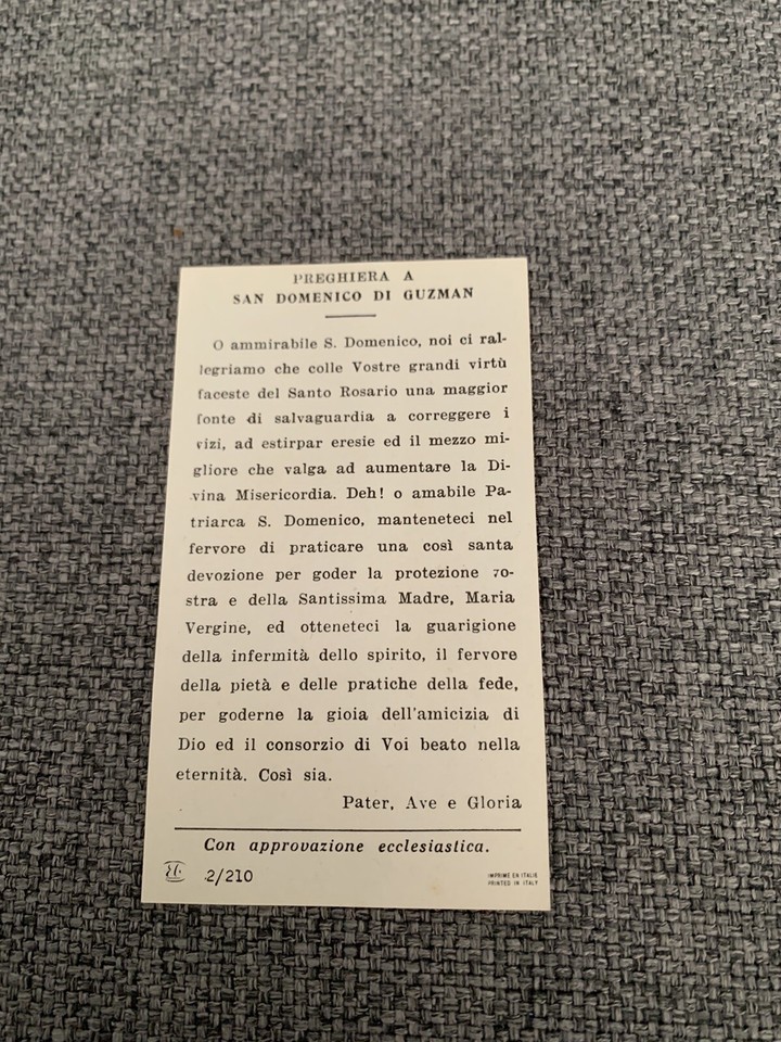 Santino Holy Card SANCTUS DOMINICUS by Guzman | eBay