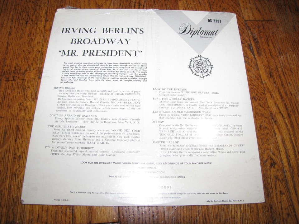 MR. PRESIDENT NEW HIT MUSICAL - SEALED DIPLOMENT RECORDS LP | eBay