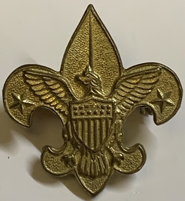 Boy Scout BSA Gold Tone Eagle Fleur De Lis Be Prepared Pin Pat 1911 [M ...
