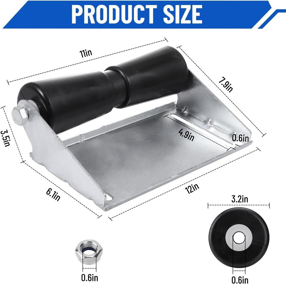 8/10/12 inch Keel Roller Assembly Kit with Roller Shaft and Bracket ...