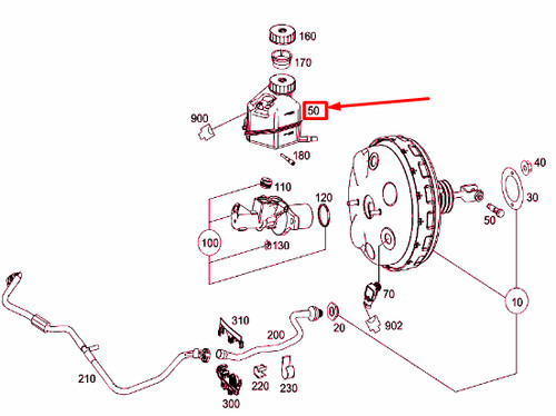 NEW MERCEDES-BENZ C W204 BRAKE BOOSTER RESERVOIR A2044300002 OEM NO ...