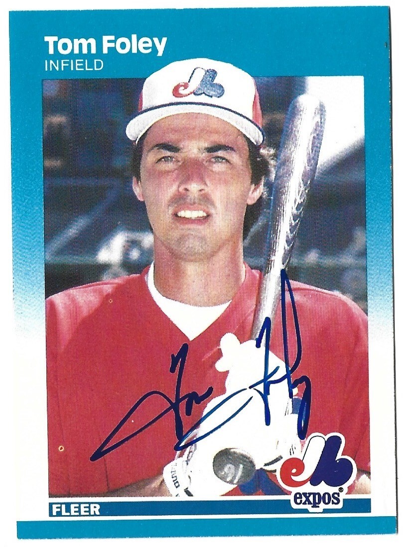 1987 FLEER TOM FOLEY MONTREAL EXPOS ON CARD AUTO AUTOGRAPH SIGNED CARD ...