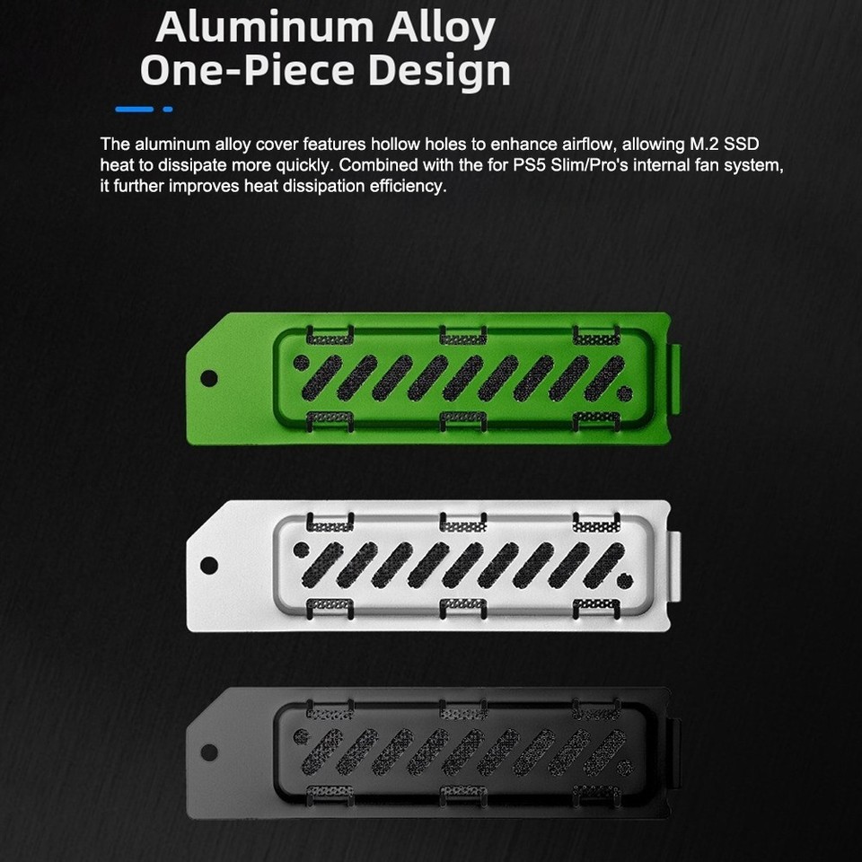 Aluminum SSD Shield for PS5 Slim/Pro with Teardrop Vent Design for ...