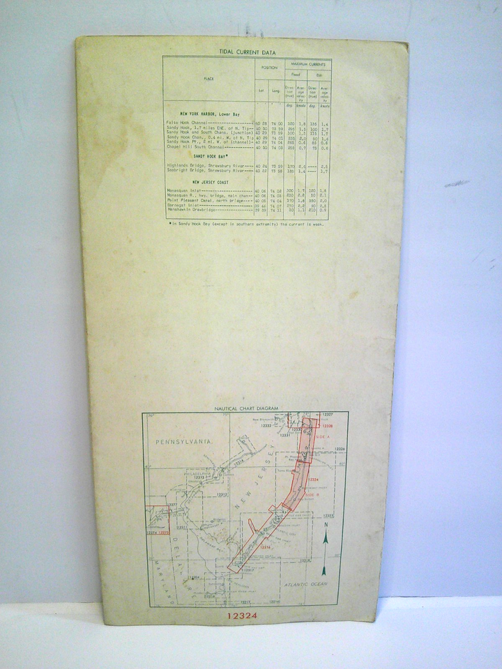 1979 NOAA Nautical Chart 12324 Sandy Hook to Little Egg Harbor NJ ...