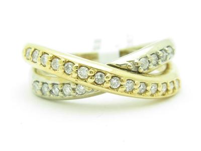 UNIQUE SOLID 14KT YELLOW GOLD GENUINE WHITE DIAMOND "X" DESIGN WIDE ...