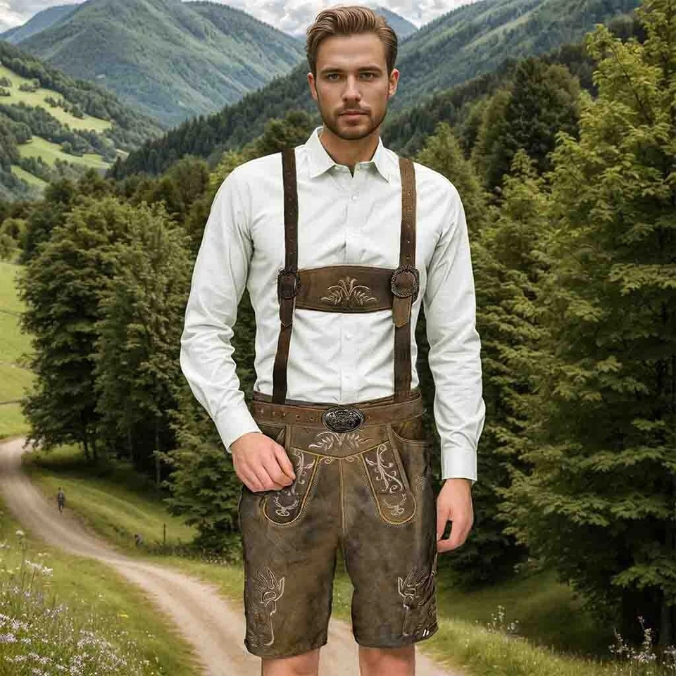 Authentic Bavarian Lederhosen Oktoberfest Costume Suede Lederhosen ...