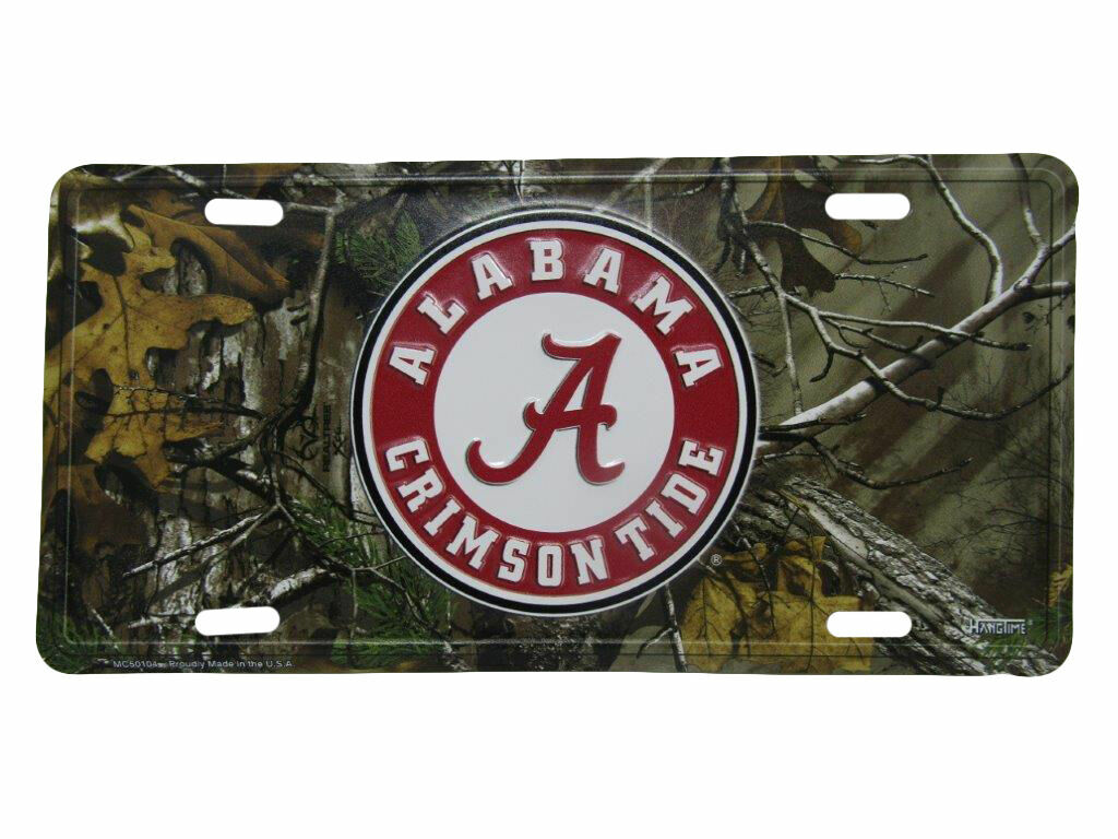 Alabama Crimson Tide Real-Tree Camouflage 6"x12" Aluminum License Plate ...