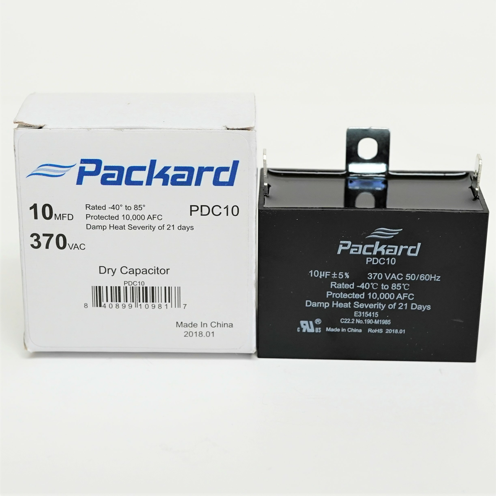 Packard PDC10 HVAC Dry Motor Run Capacitor 10 MFD/UF 370 Volts | eBay