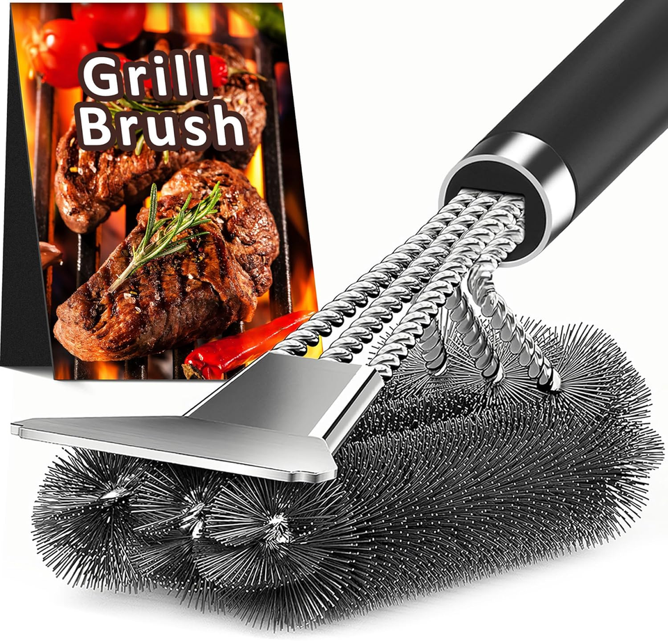 Grill Brush for Outdoor BBQ - Stainless Steel Bristles & Scraper Deep ...