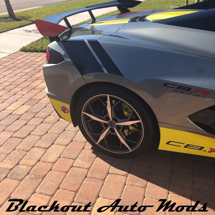 2020-2023 C8 Corvette Stingray Rear Quarter Hash Stripe Gloss Black ...