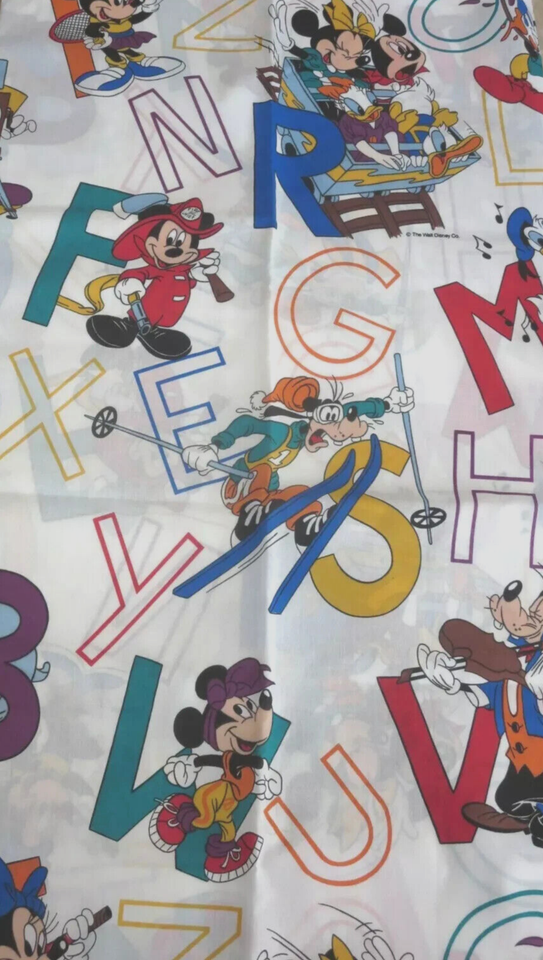 Disney mickey goofy twin bed sheet fun fabric fitted gently used | eBay