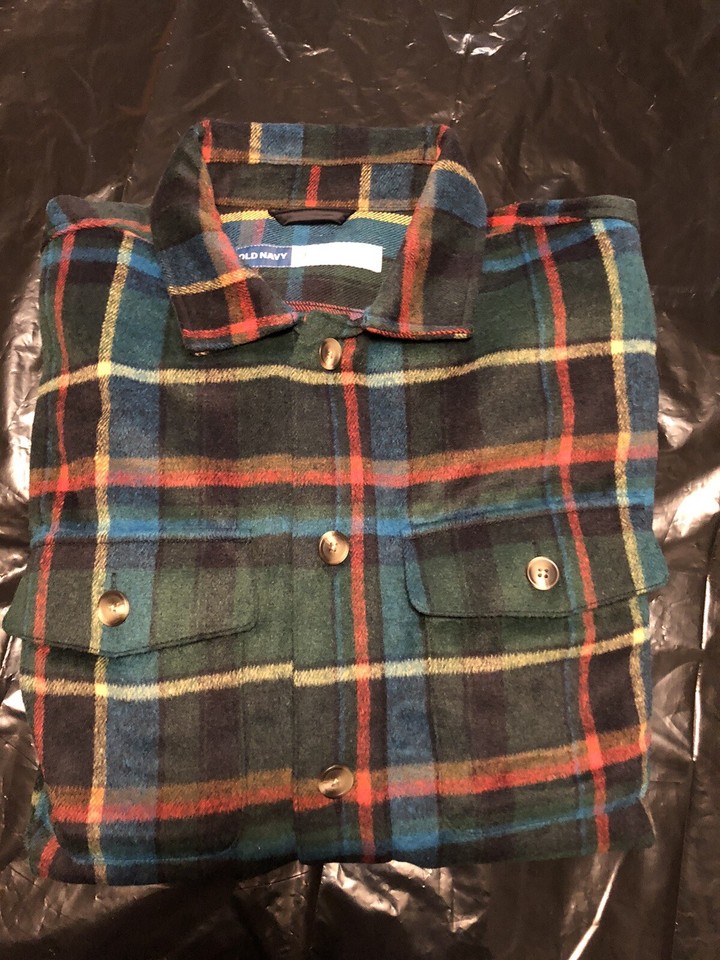 NWT 2021 Old Navy Heavy Weight Multicolored Flannel Chest/Hand Pockets ...