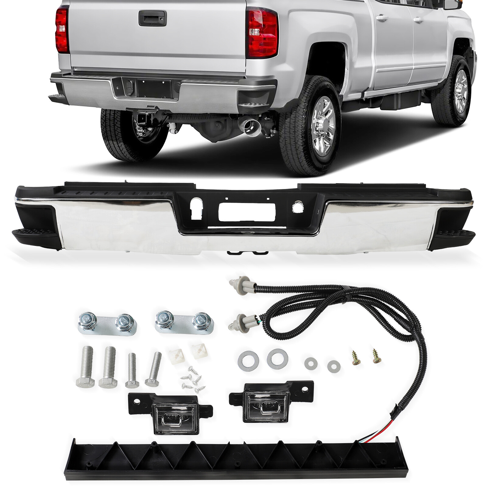 For 15-19 Chevy Silverado Sierra 2500 3500 Rear Step Bumper Assembly w ...