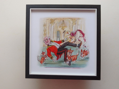 Dog Cartoon print - The Late Queen Elizabeth's Butler And Her Corgis ...