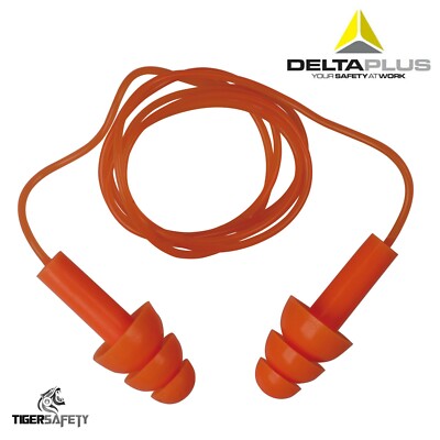 Delta Plus CONICFIT01 32dB Orange Reusable Corded Silicone Ear Plugs ...