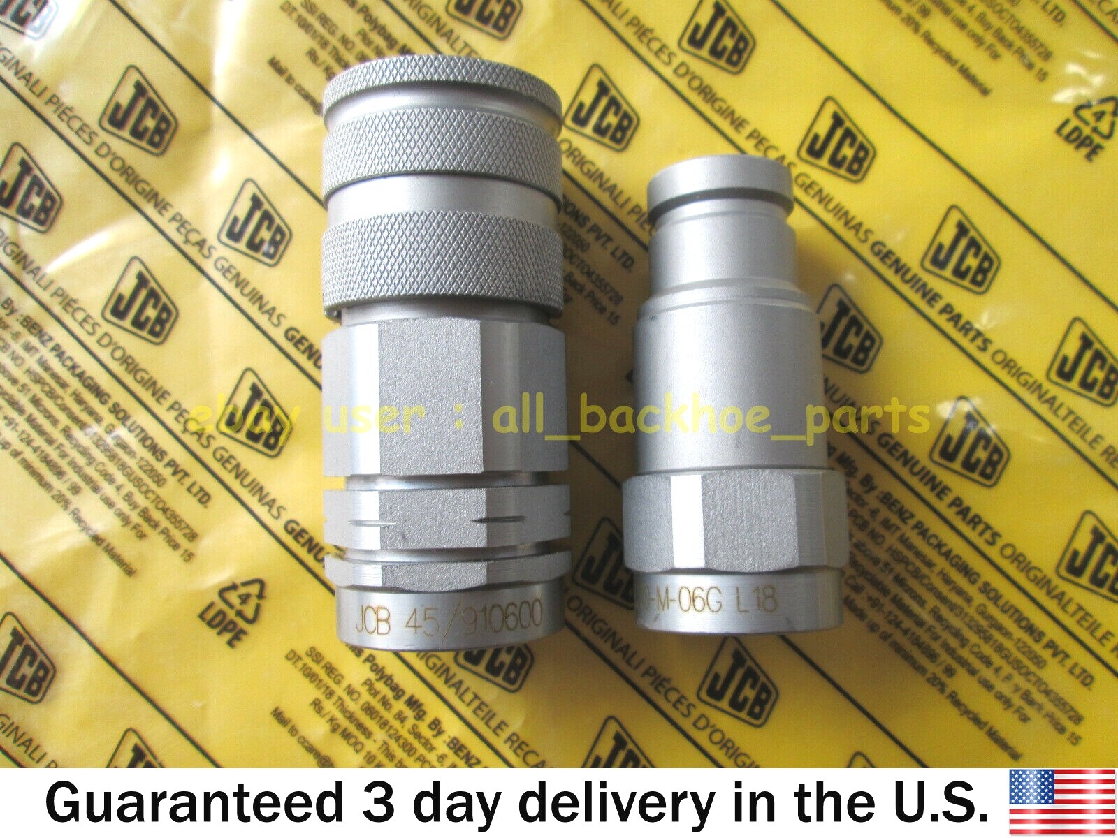 JCB BACKHOE - GENUINE JCB 3/8"BSP QUICK COUPLER, M/F (PART# 45/910600 ...