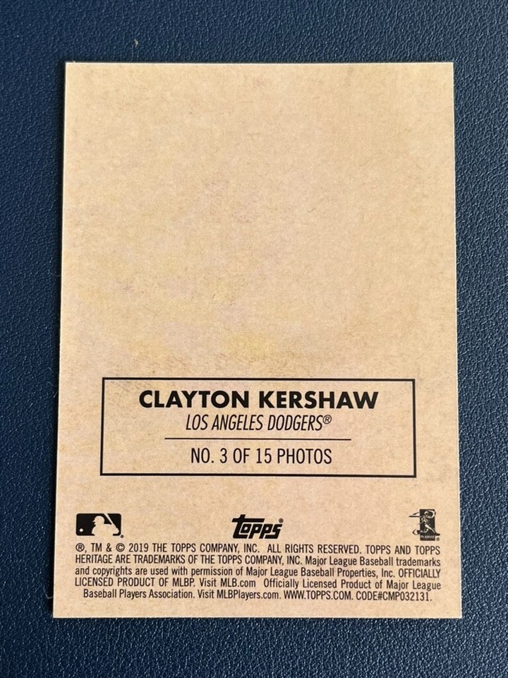 2019 Topps Heritage Cloth Insert #3 Clayton Kershaw Baseball Card | eBay