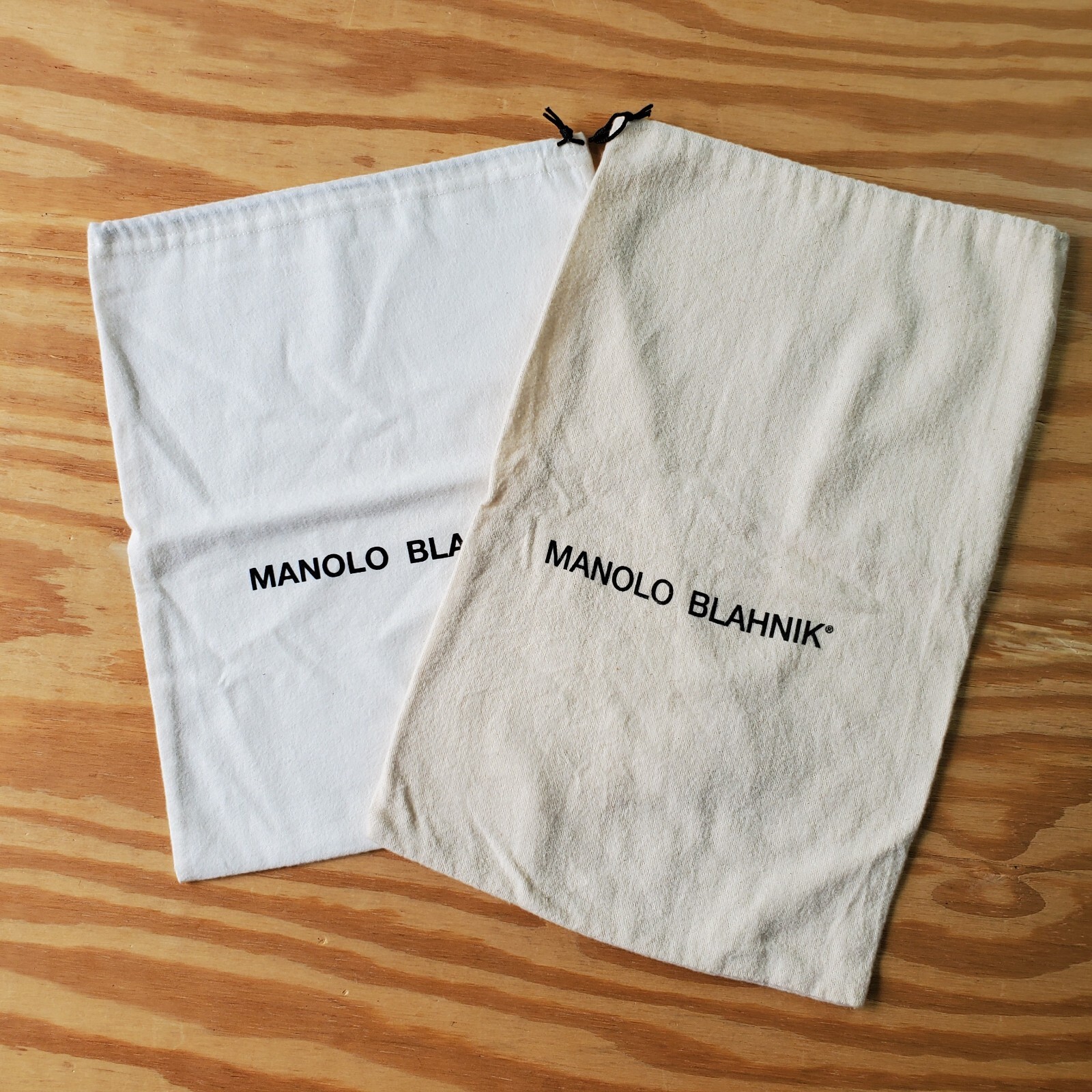 Two Manolo Blahnik Dust Bags White Beige Flannel Travel Storage ...