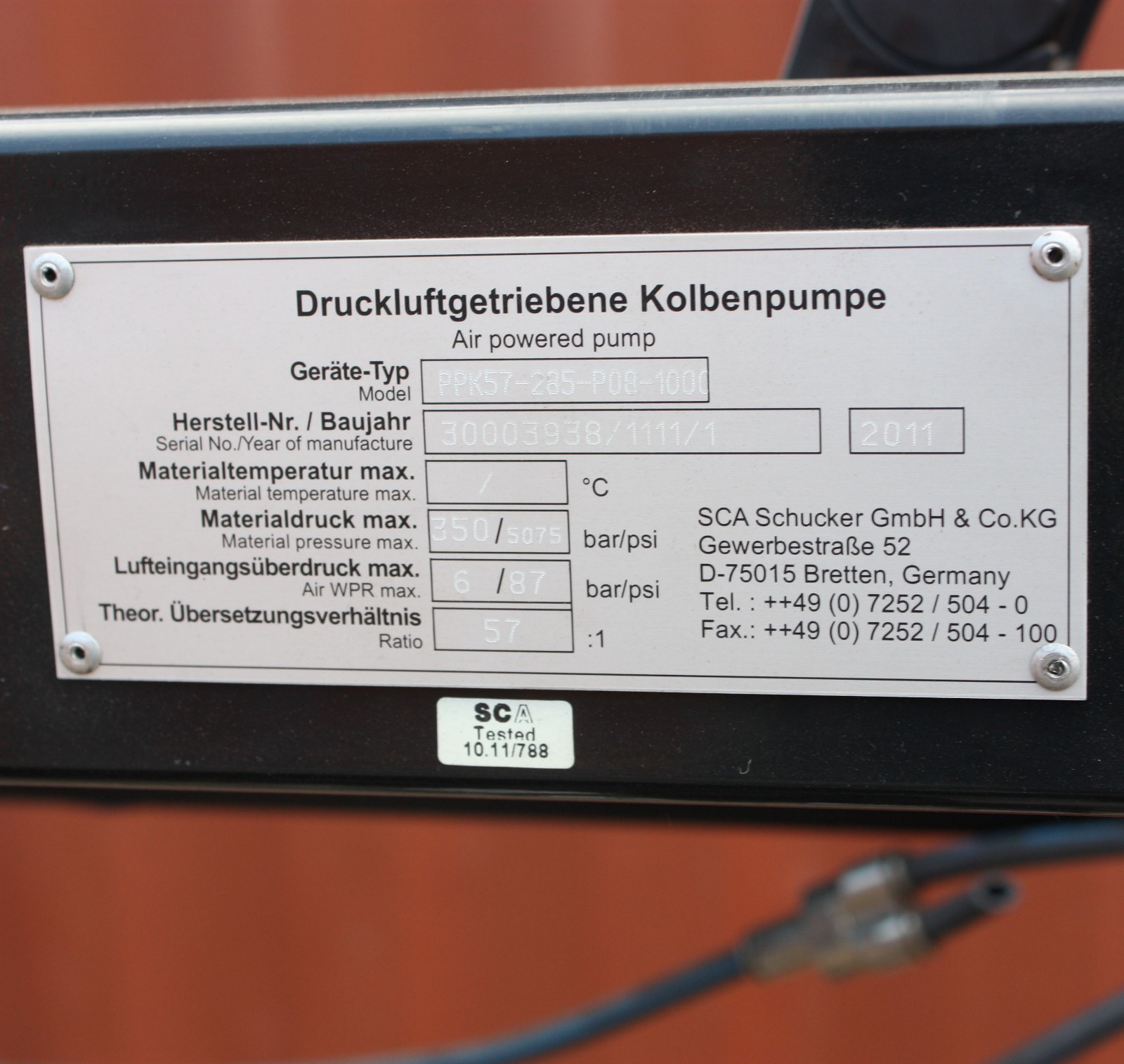 SCA Schucker Air Powered pump 20L Drum Unloader PPK57-285-P08-1000 glue ...