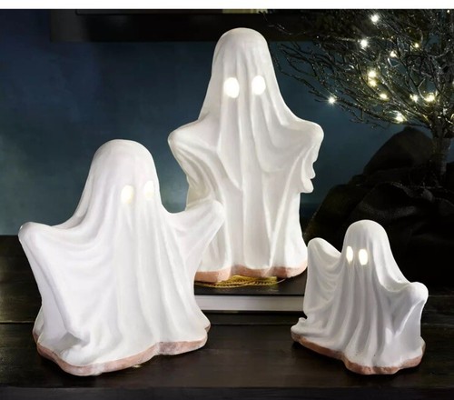 Pottery Barn 3PCS Handcrafted Ceramic Ghost Luminary Halloween - MINI ...