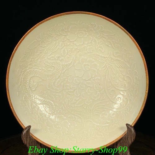 Old Song Dynasty Ding Kiln Porcelain Gilt Dragon Phoenix Pattern Tray ...
