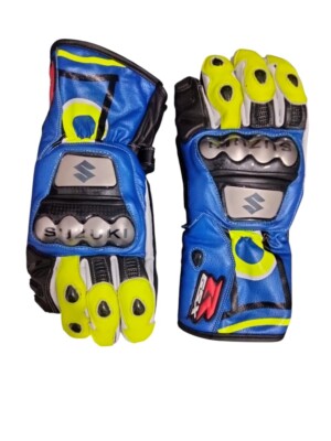 SUZUKI GSXR Racing Motorcycle Leather Gloves Motorbike Leather Riding ...