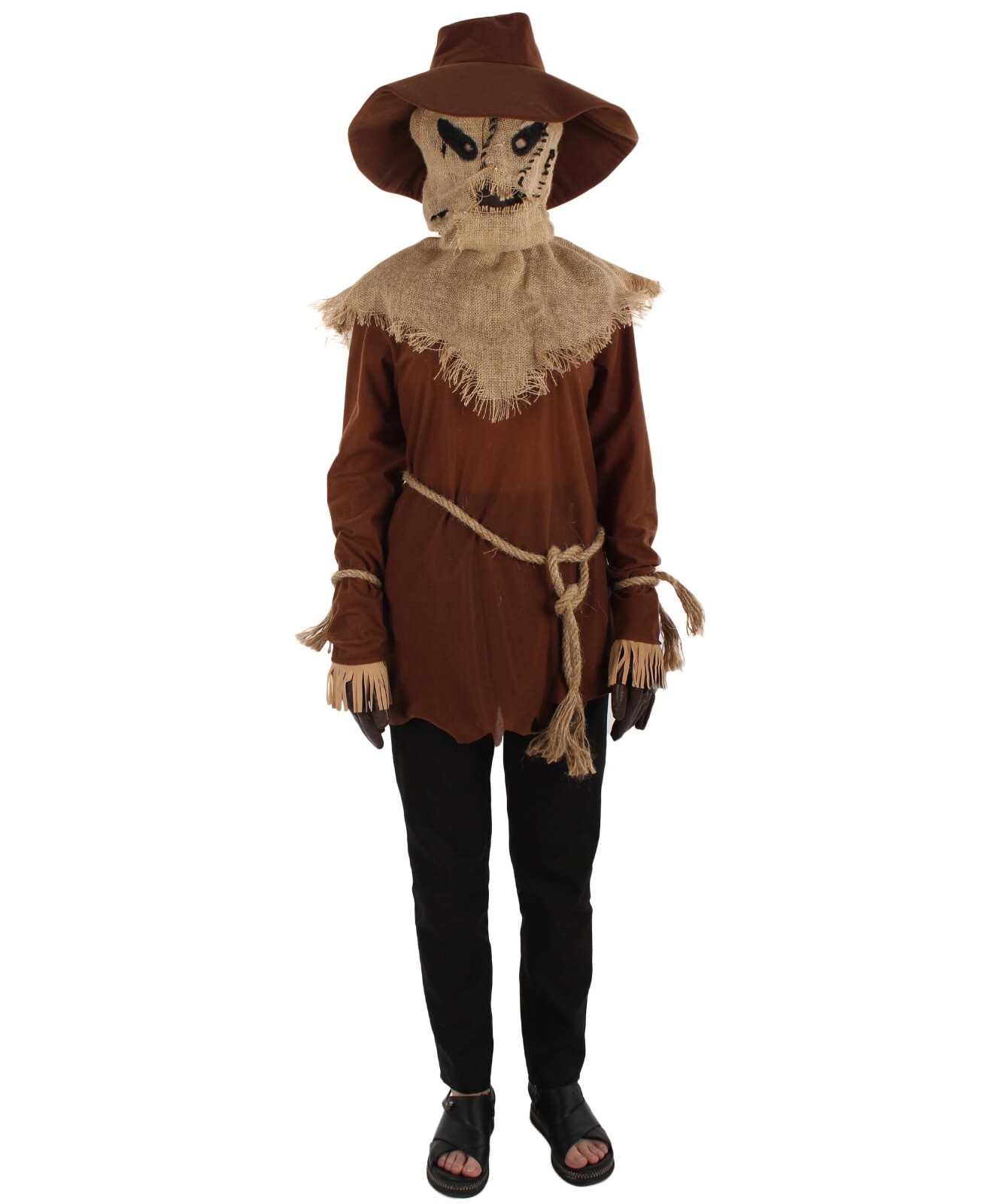 Adult Unisex Scarecrow Halloween Costume with Mask Belts Wrist Cuff and ...