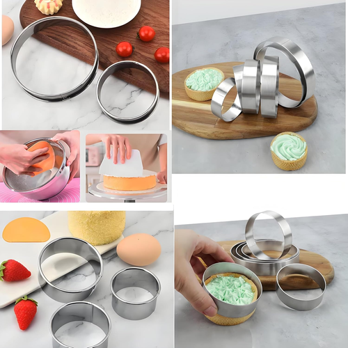 8 Piece round Cookie Cutter & Scraper Set - 6 Stainless Steel Biscuit ...