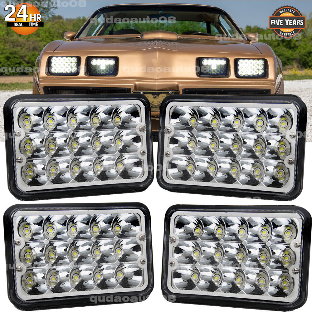 4pcs 4x6" LED Headlights fit 1977 1978 1979 1980 1981 Pontiac Firebird ...