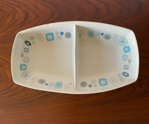 Franciscan Del Mar Divided Serving Dish Mid century modern Atomic 10"3/ ...