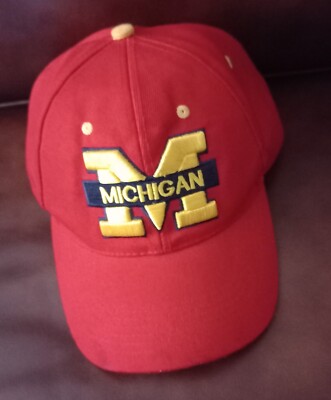 Michigan Wolverines Signatures Adjustable Hat Cap Maize Red New No Tags ...