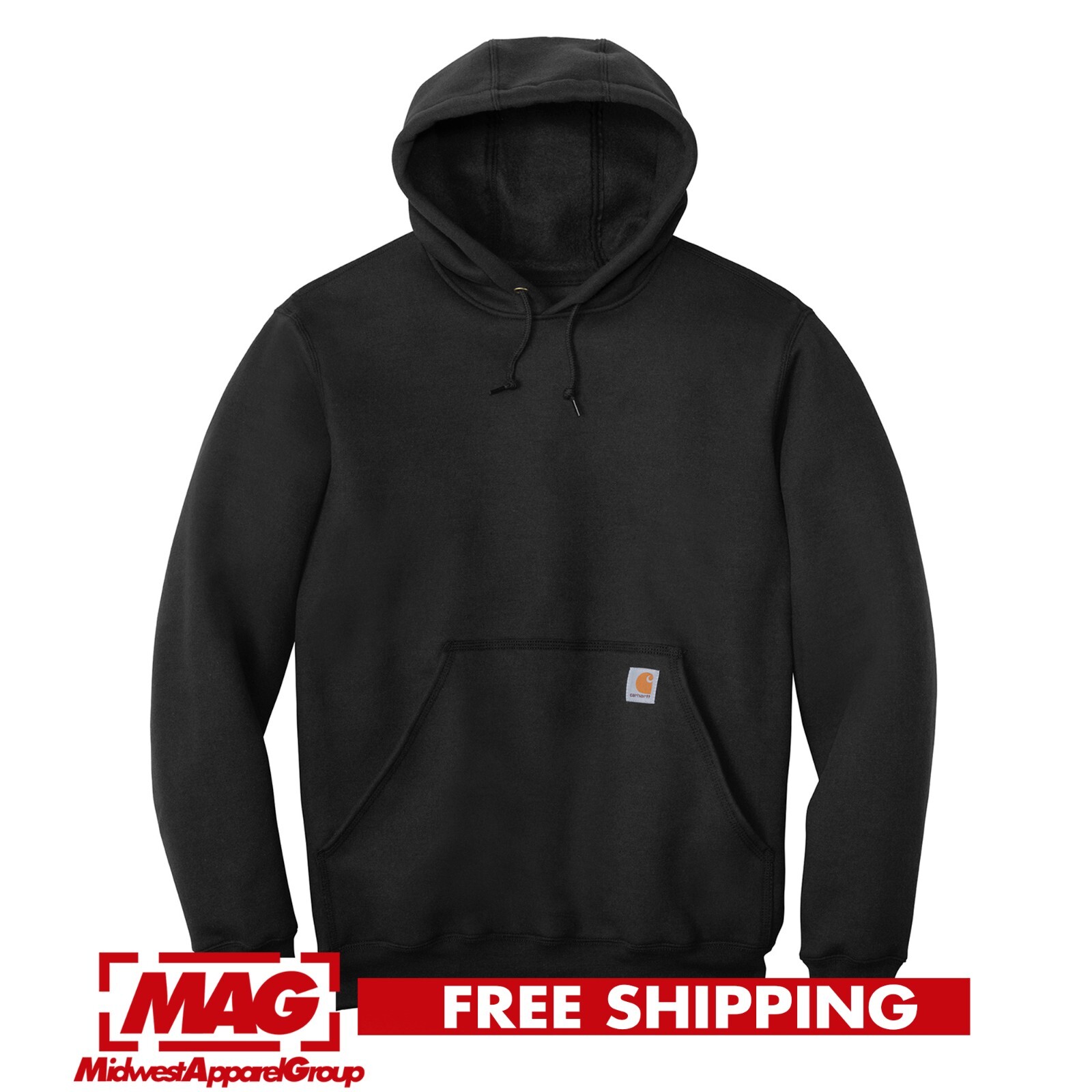 CARHARTT BLACK MIDWEIGHT HOODED SWEATSHIRT HOODIE CTK121 Workwear 10 Oz ...