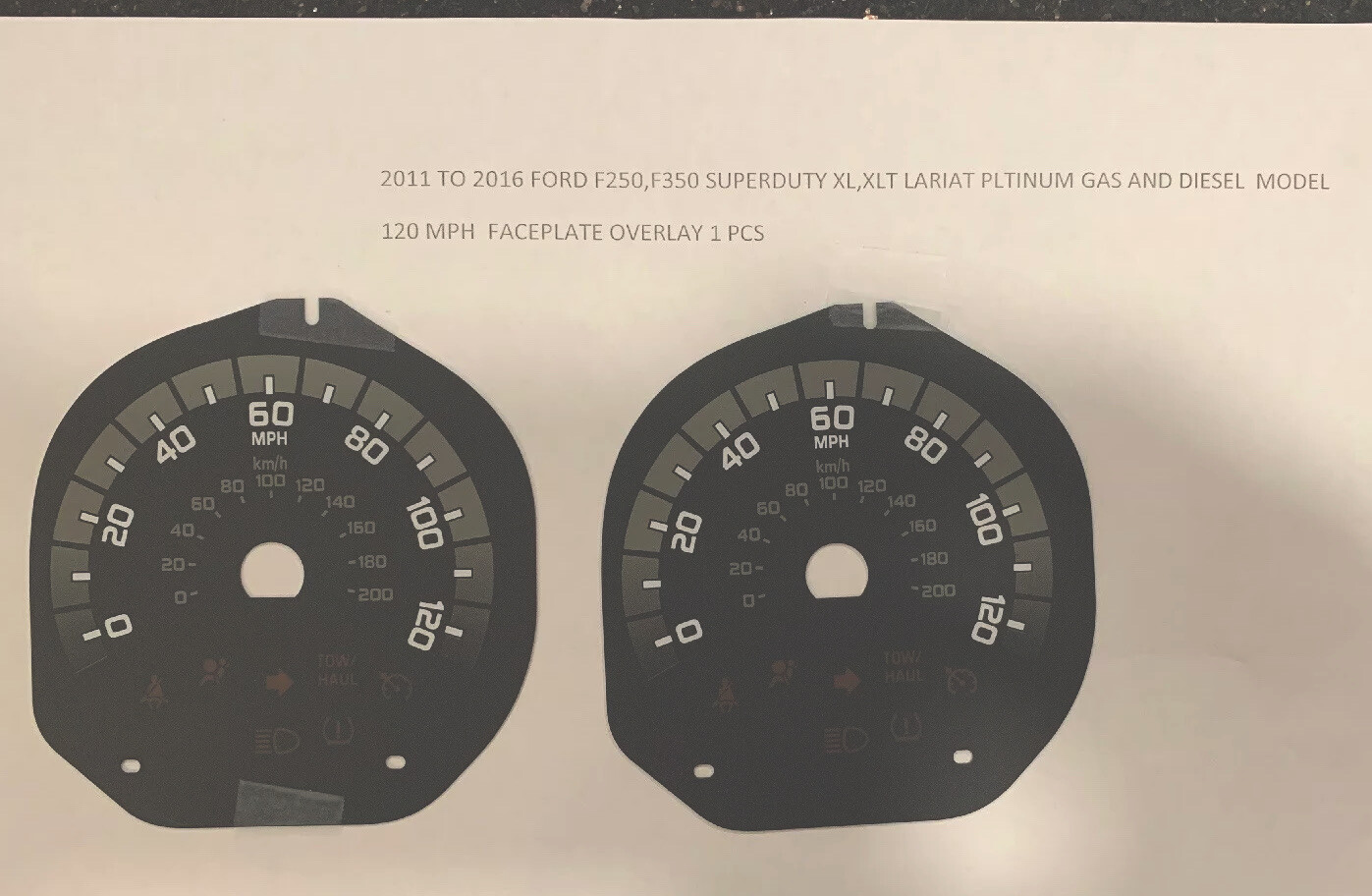 2011 -2016 Ford F-250 F350 Super Duty Speedometer Faceplate Overlay MPH ...