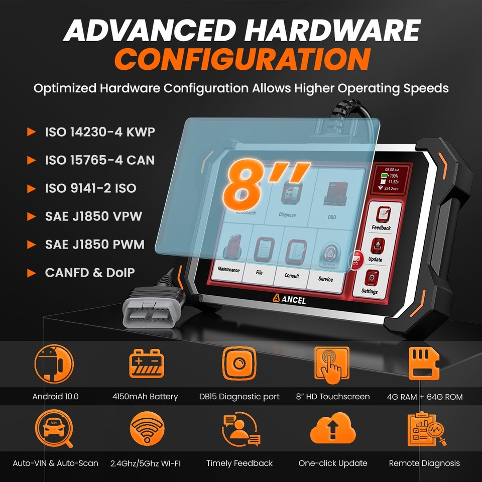 ANCEL DS600 Elite Bidirectional Diagnostic Scanner Key Programming ECU ...