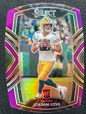Jordan Love 2020 Panini Select Club Level Die-Cut Purple Prizm RC #247 ...